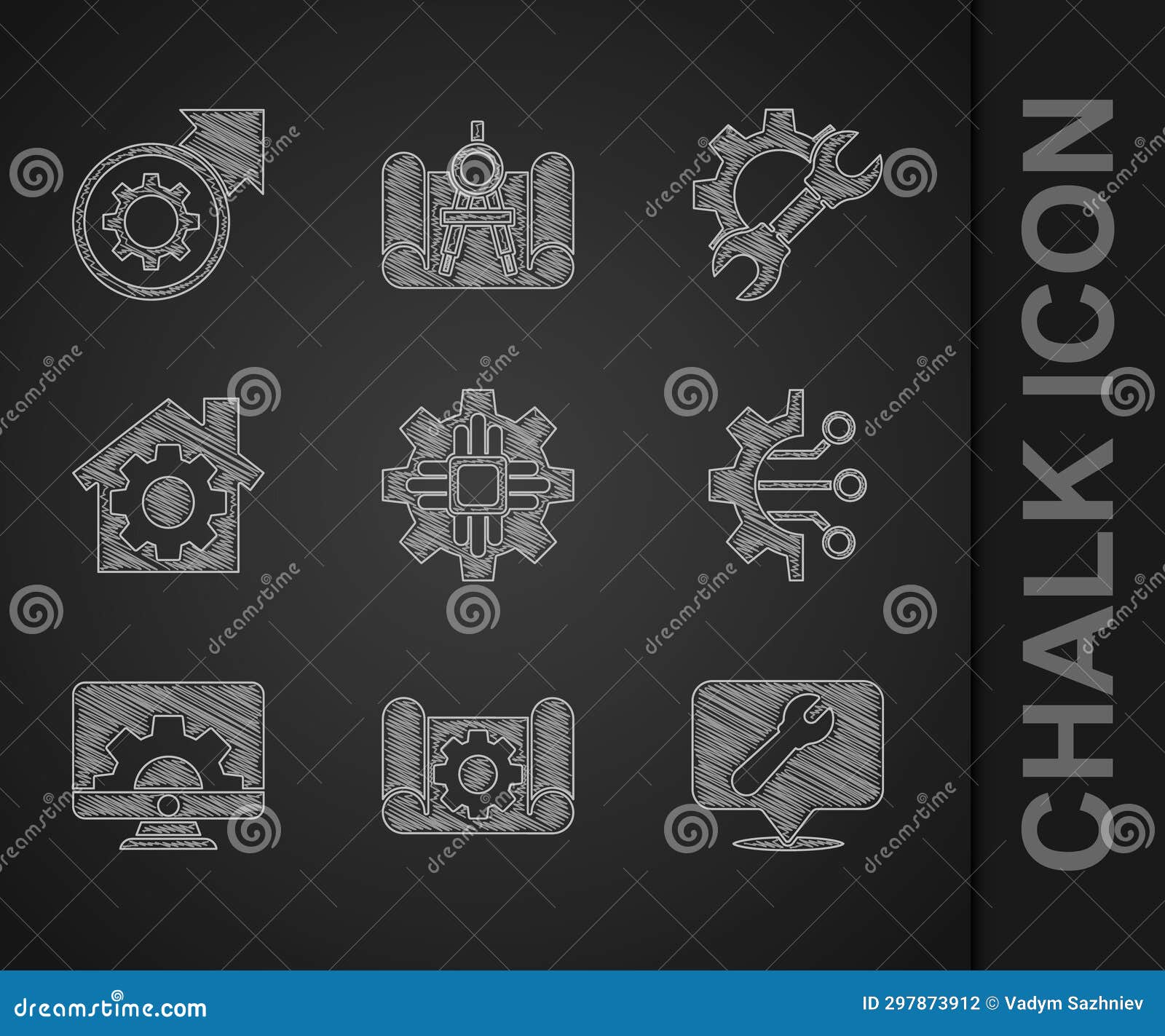 Set Processor, Graphing Paper and Gear, Location with Wrench Spanner, Algorithm, Computer ...