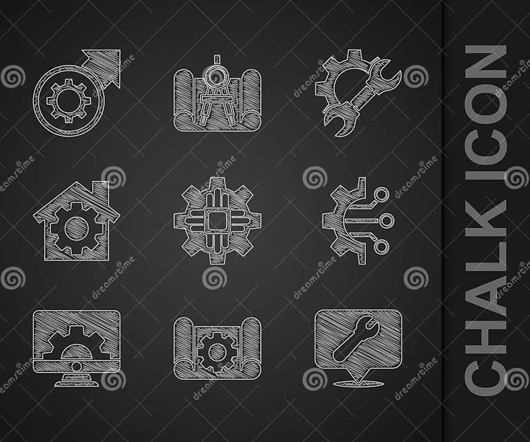 Set Processor, Graphing Paper and Gear, Location with Wrench Spanner, Algorithm, Computer ...