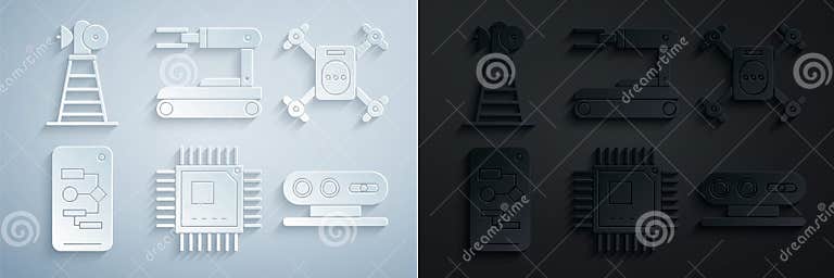 Set Processor With Microcircuits Cpu Drone Flying Action Camera