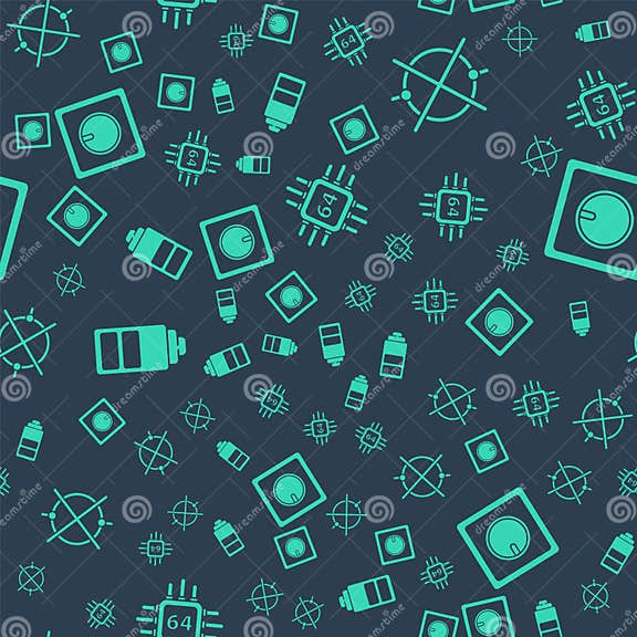 Set Processor With Microcircuits Cpu Electric Circuit Scheme Battery Charge Level Indicator