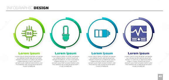 Set Processor with Microcircuits CPU, LED Light Bulb, Battery Charge ...