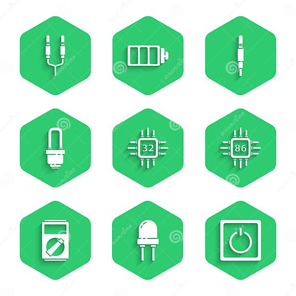 Set Processor with Microcircuits CPU, Light Emitting Diode, Electric ...