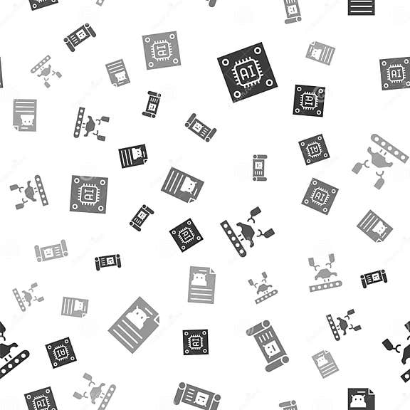 Set Processor with Microcircuits CPU, Robot Blueprint, Robotic Robot Arm on Factory and ...