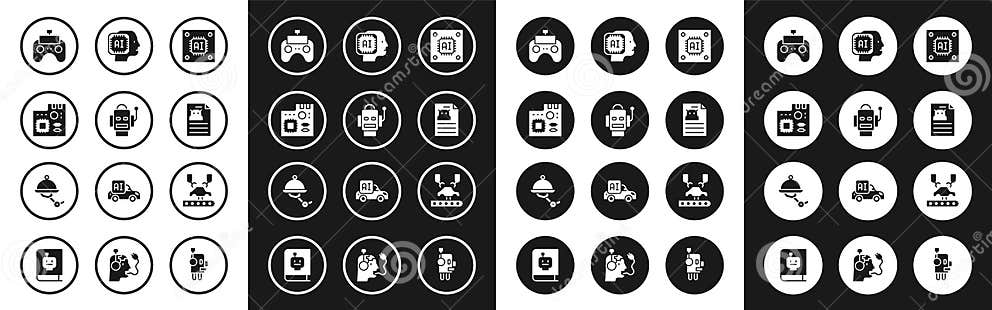 Set Processor with Microcircuits CPU, Robot, Motherboard Digital Chip, Remote Control, Technical ...