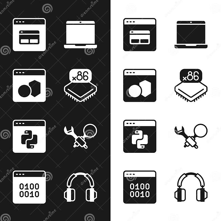 Set Processor with Microcircuits CPU, Software, Search Engine, Laptop, Python Programming ...