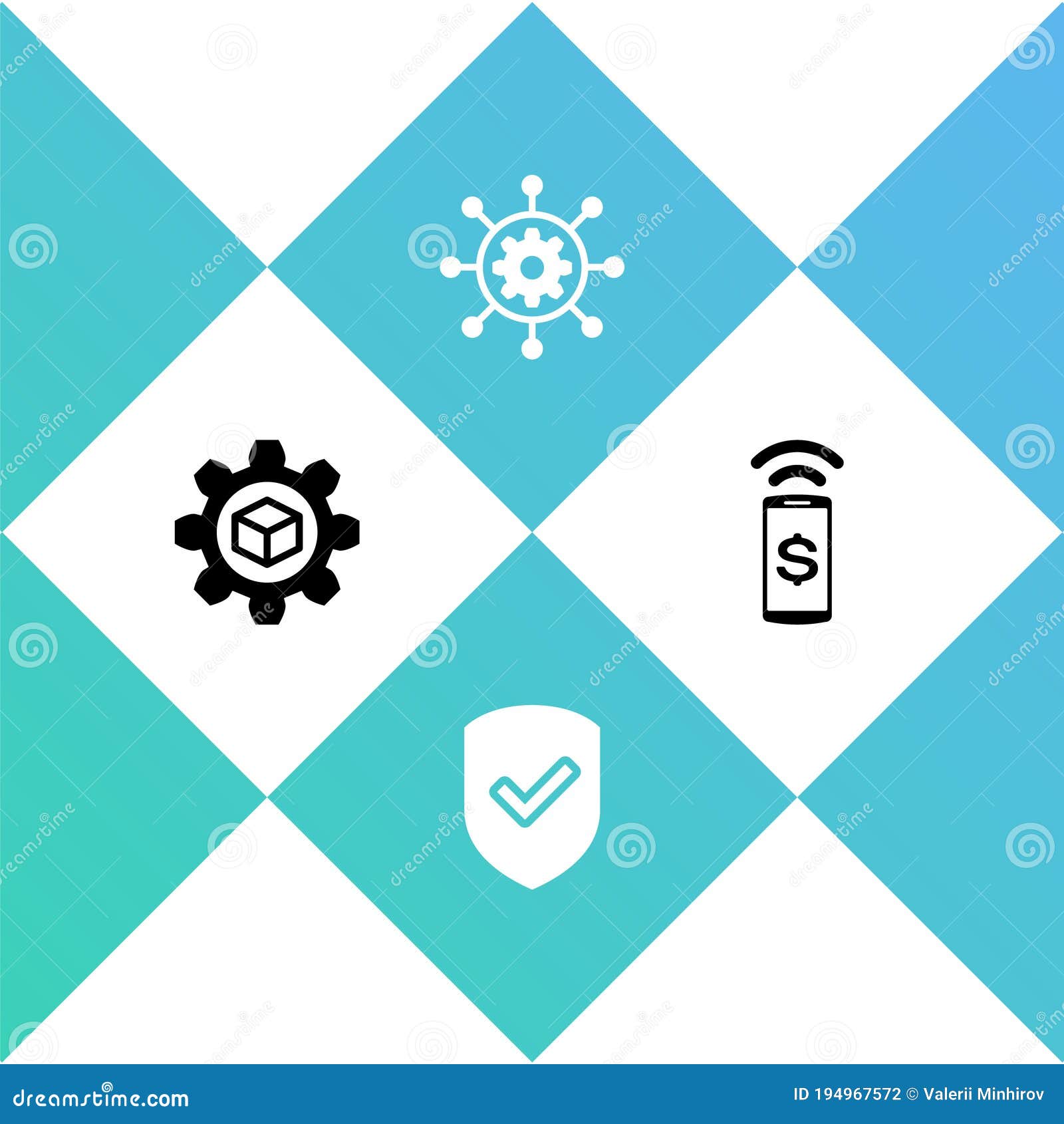 Set Product Development, Shield with Check Mark, Project Management and ...