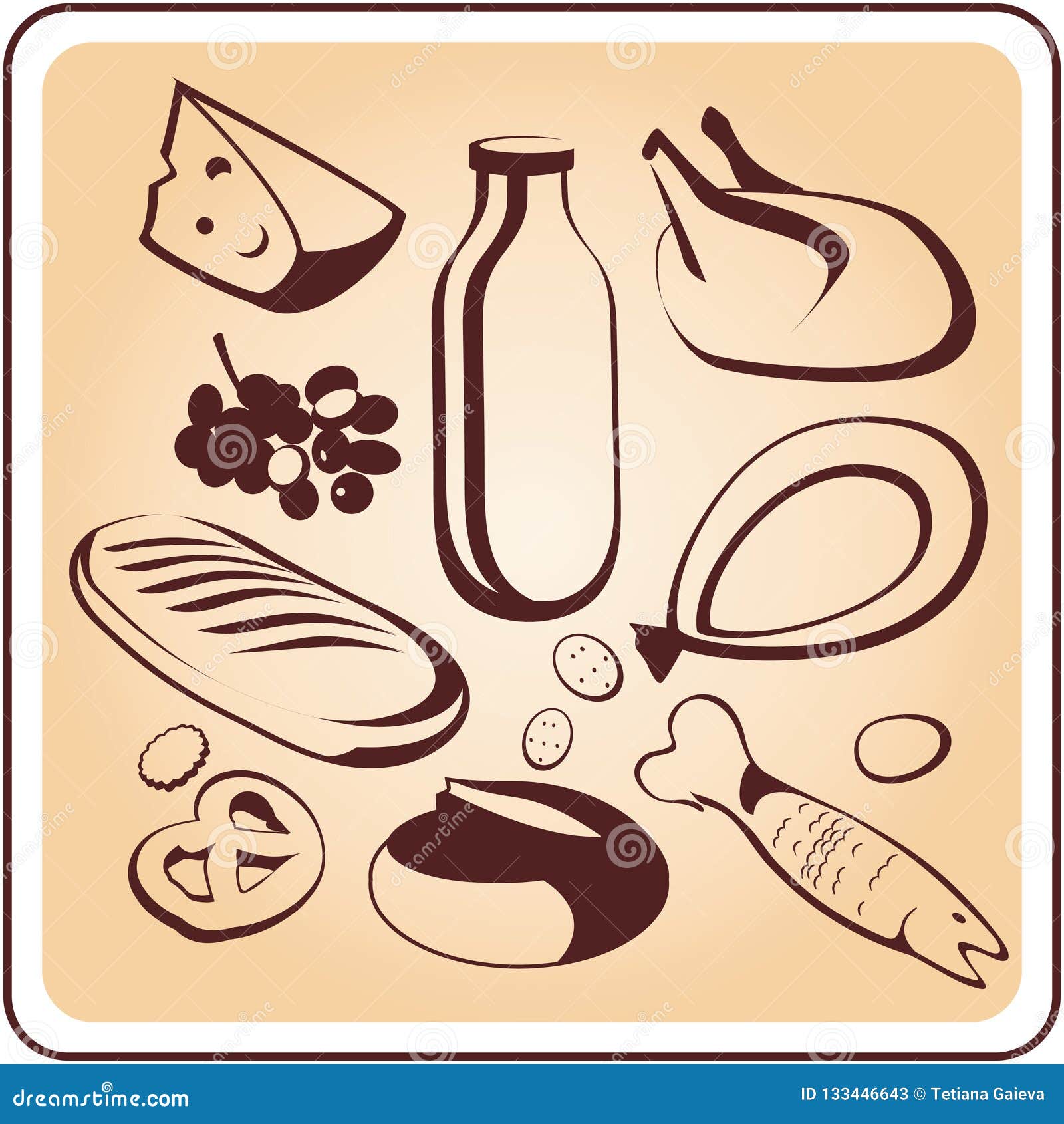 A set of product symbols stock vector. Illustration of meal - 133446643