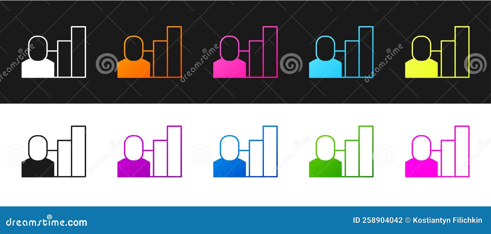 Set Productive Human Icon Isolated on Black and White Background. Idea ...