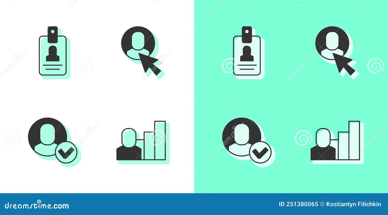 Set Productive Human, Identification Badge, Worker and Icon. Vector ...