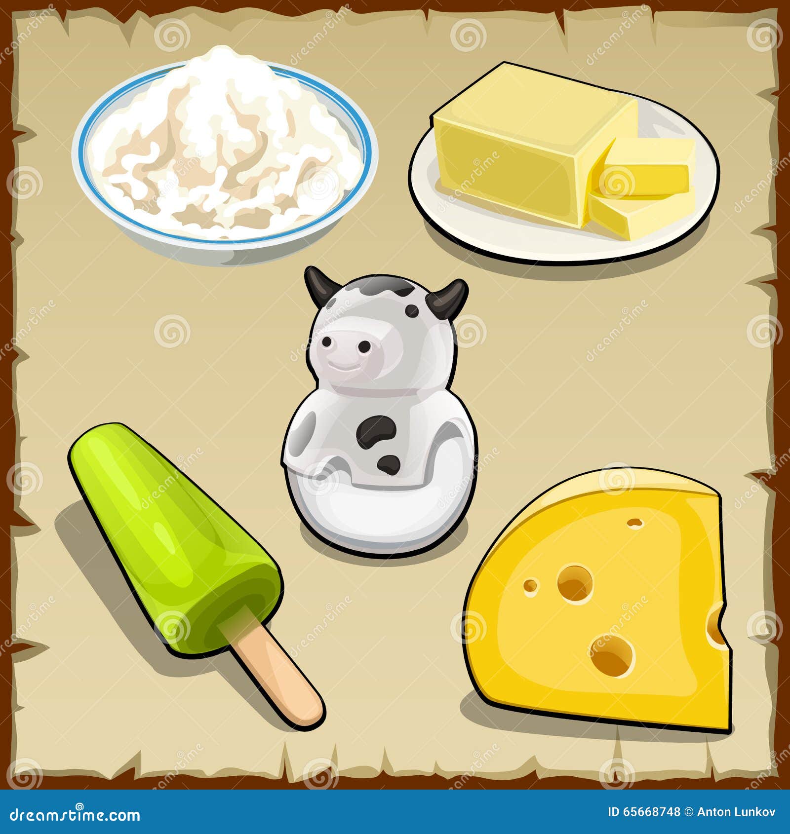 Curd Cheese Symbol, Bryndza In Cartoon Style. For Restaurant Menus And ...