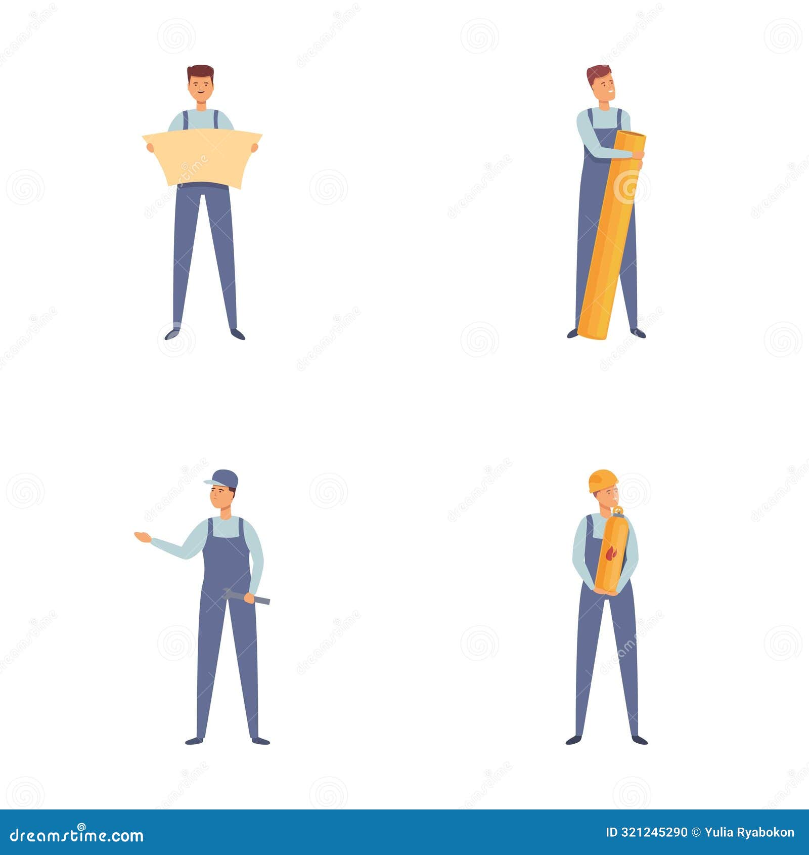 Set of Professional Architects in Various Poses Stock Vector ...