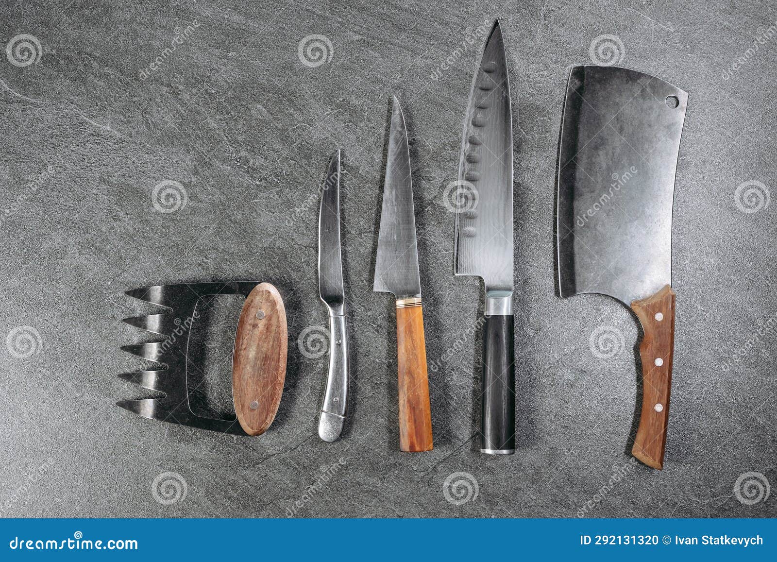 A Set of Professional Kitchen Knives Consisting of a Five-bladed Knife ...