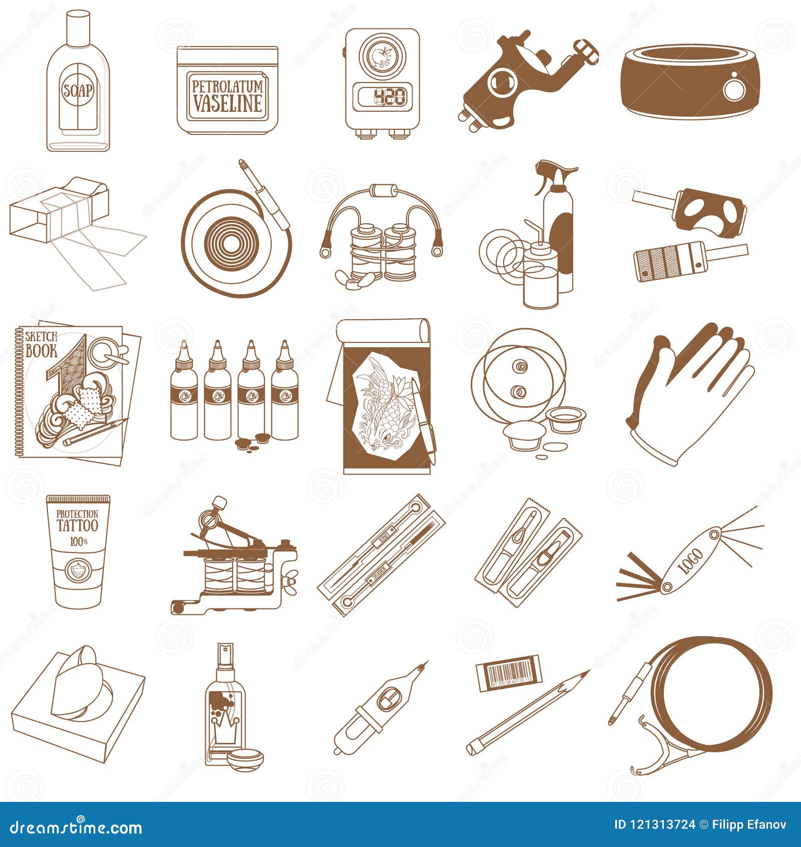 Set of Professional Tattoo Studio Tools Stock Illustration ...