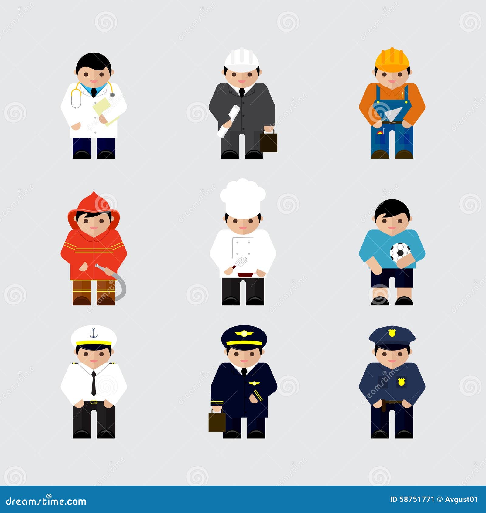 Set of Professions Characters Vector Illustration Stock Vector ...