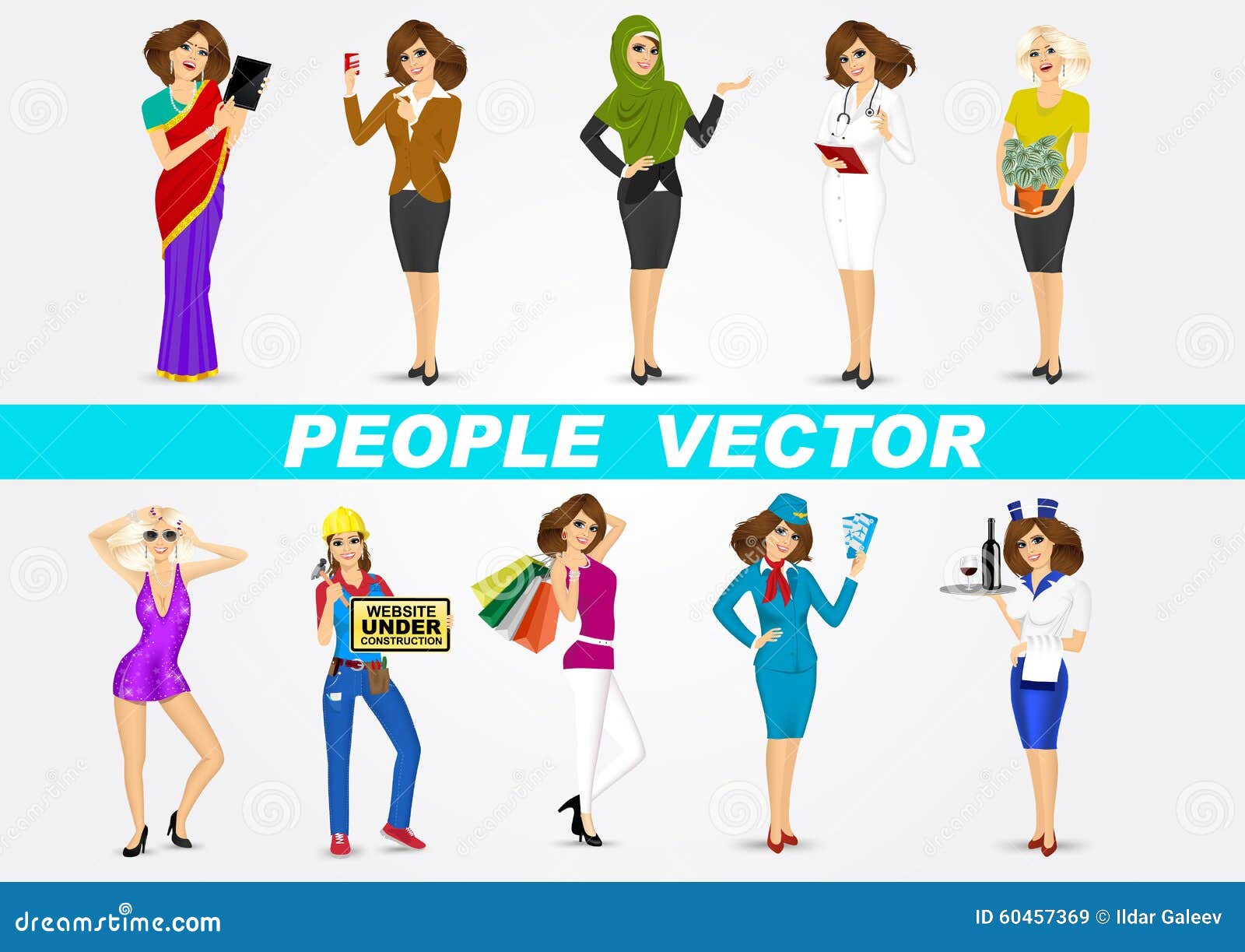 Set of 10 professions stock vector. Illustration of nurse - 60457369