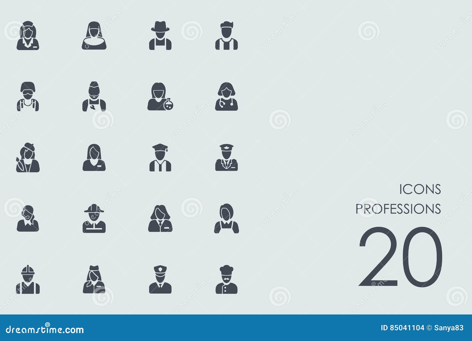 Set of professions icons stock vector. Illustration of abstract - 85041104