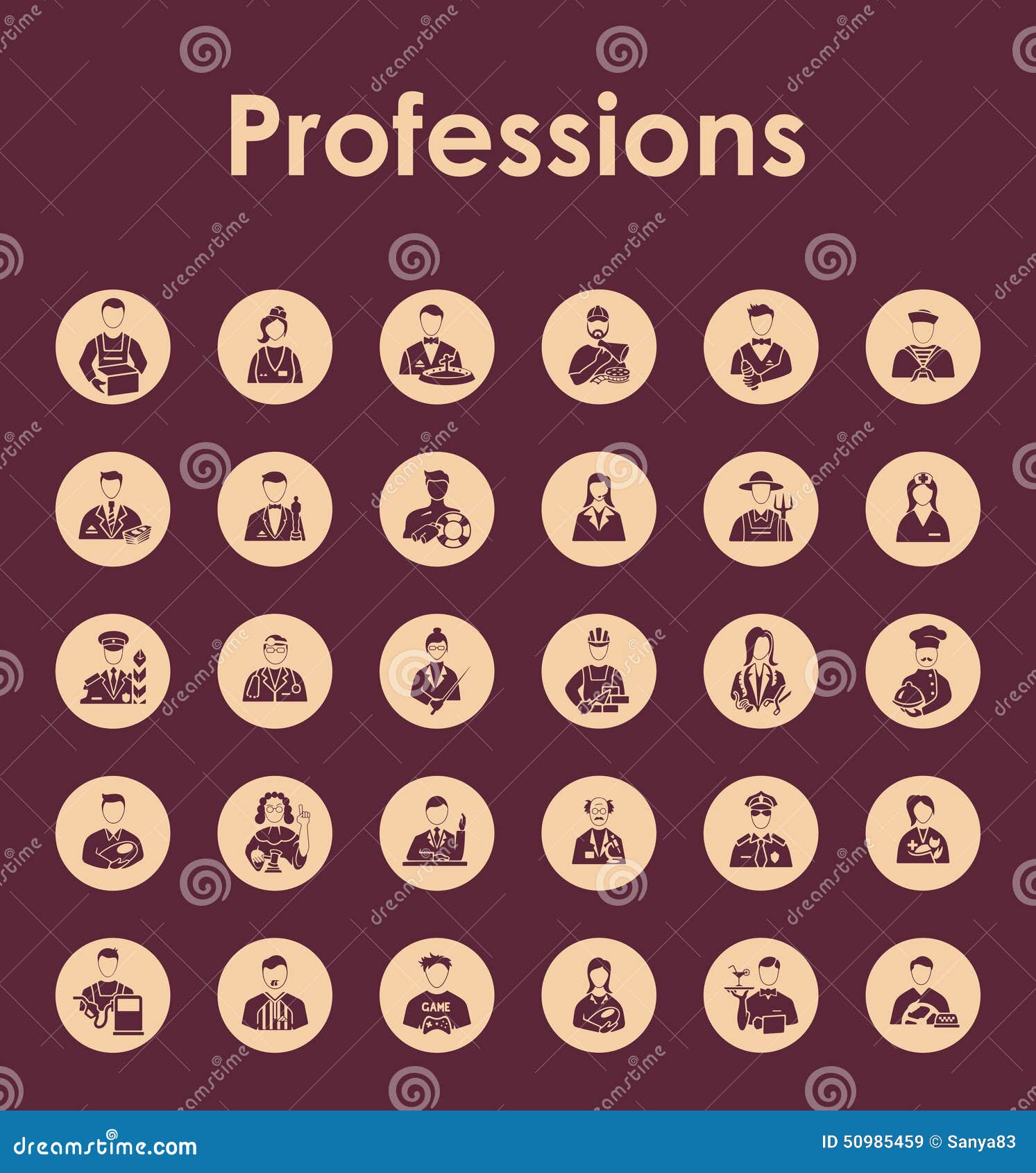 Set of Professions Simple Icons Stock Vector - Illustration of creative ...