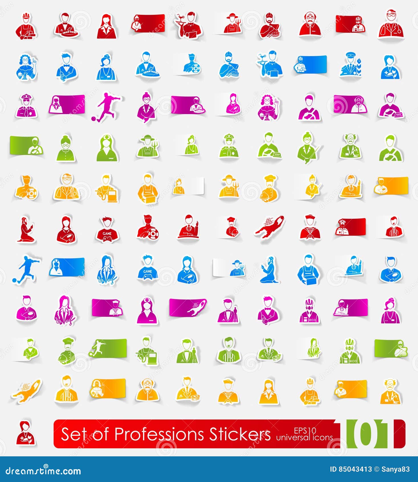 Set of Professions Stickers Stock Vector - Illustration of employee ...