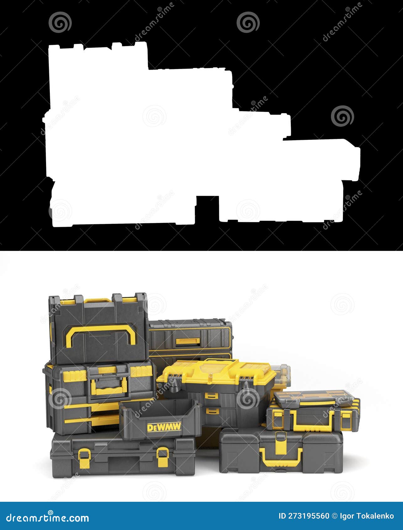 Set of Professionsl Tools Cases 3d Render on Whiite with Alpha Stock ...