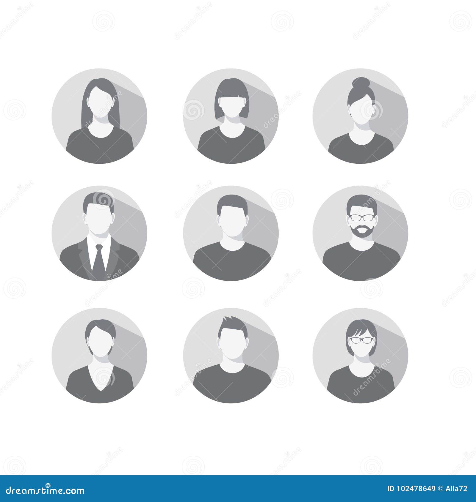 Profile Icons. Male And Female Head Silhouettes Avatar, User Icons ...