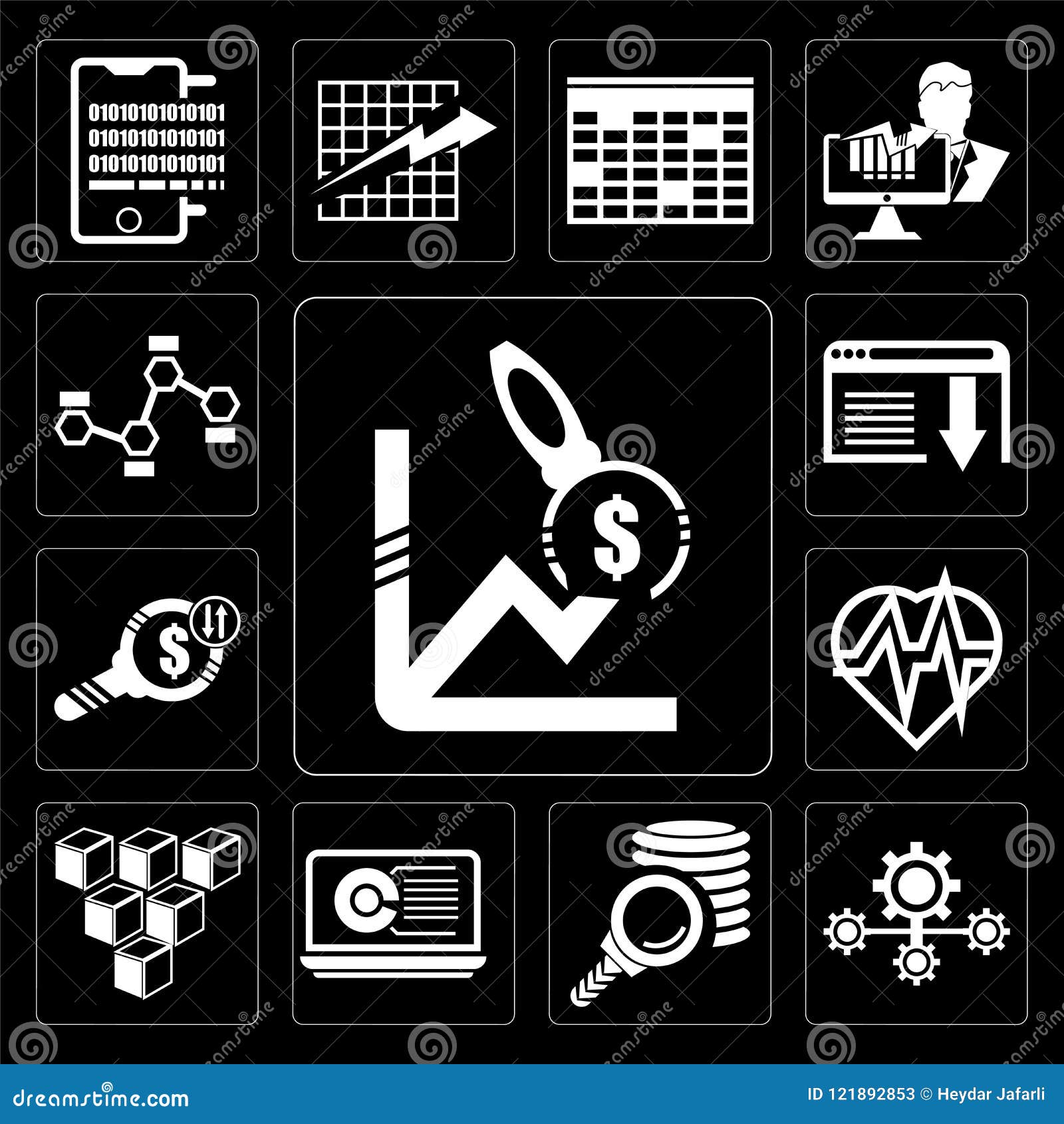 Set of Profit Analysis, User Setting Interface, Database Laptop Pie ...