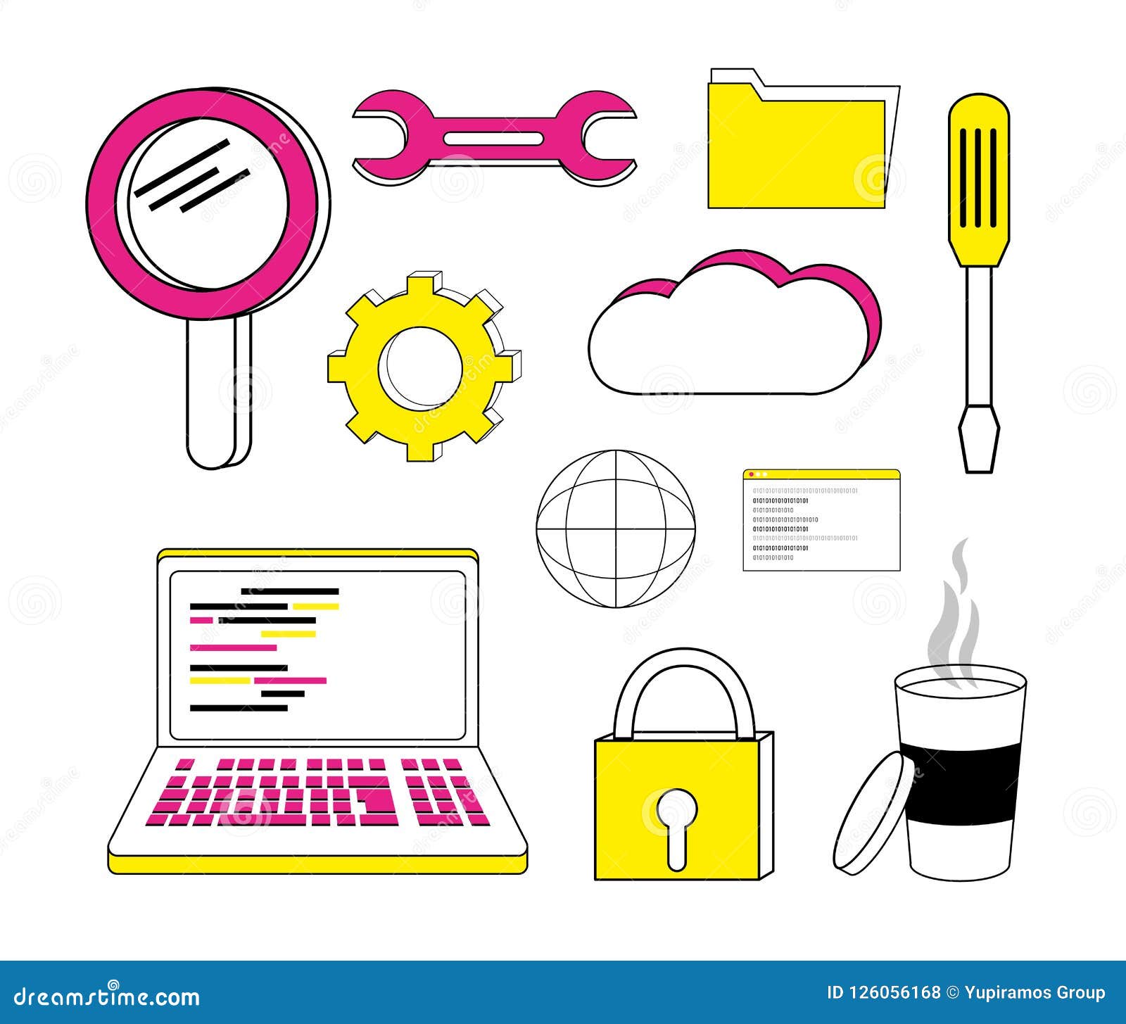 Set of program codes icons stock vector. Illustration of concept ...