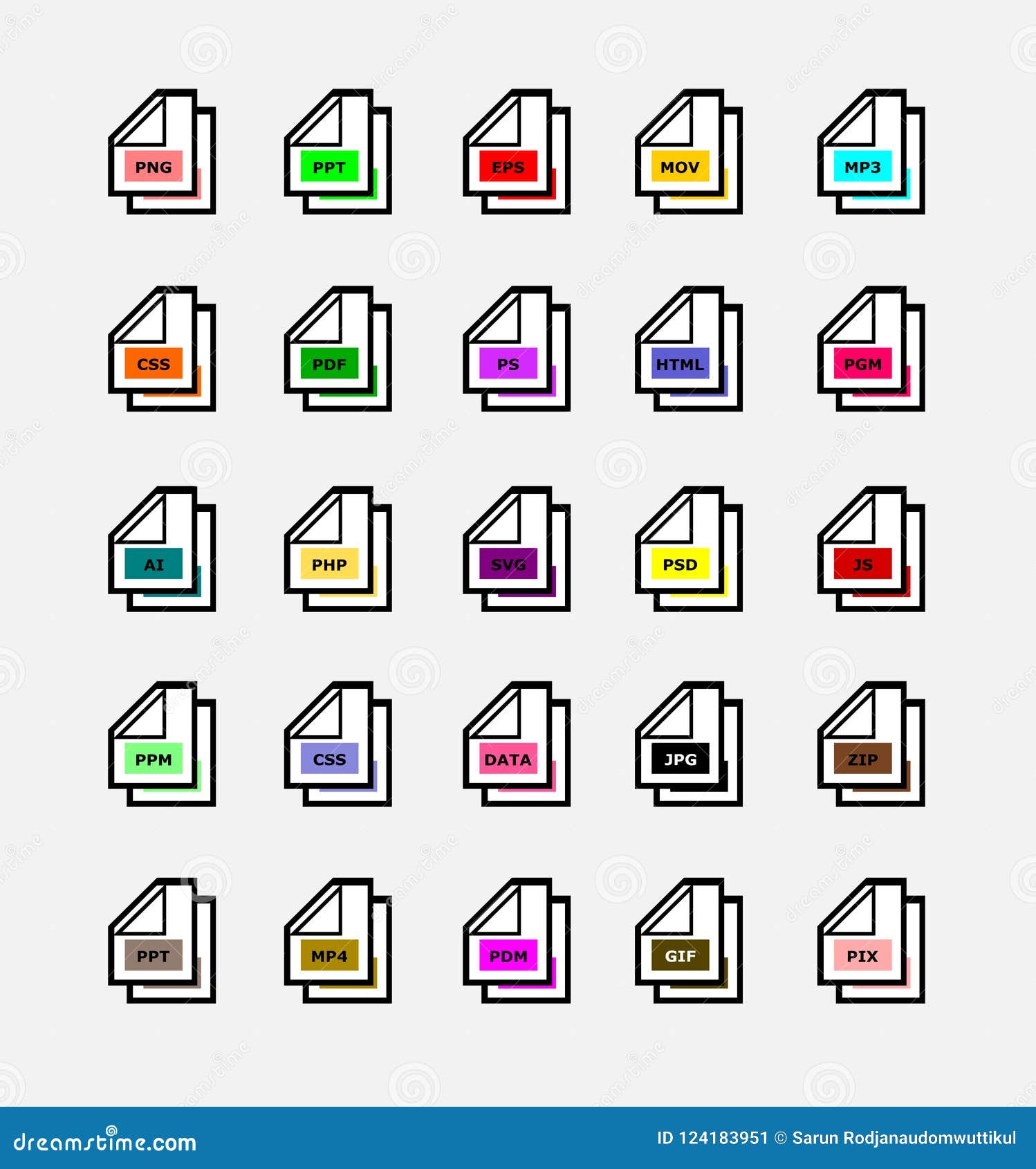 Set of Program File Formats Icons,File Extensions Vector Stock Vector ...