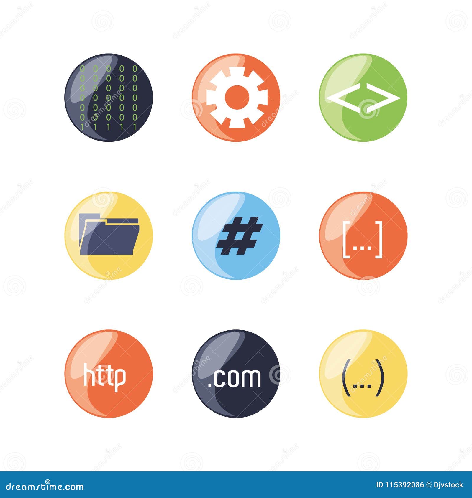 Set of Programming Code Icons Stock Vector - Illustration of ...