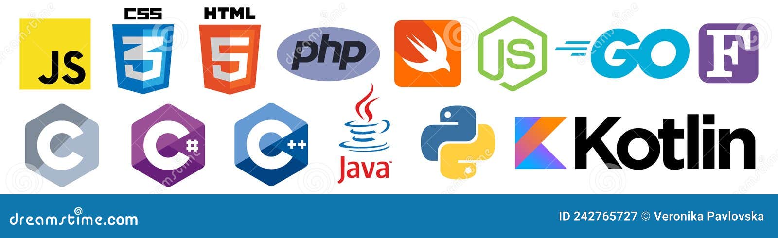Set Of 10 Programming Language Logo Vector Icons Css Html Javascript Java Php C C C