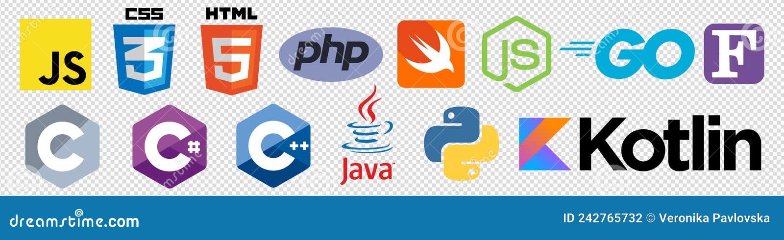 Set Of 10 Programming Language Logo Vector Icons Css Html Javascript Java Php C C C
