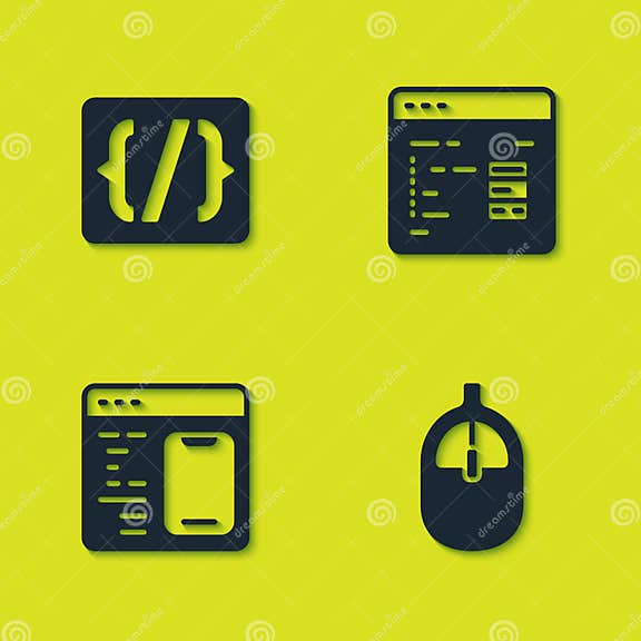 Set Programming Language Syntax Computer Mouse Software And Icon Vector Stock Illustration 