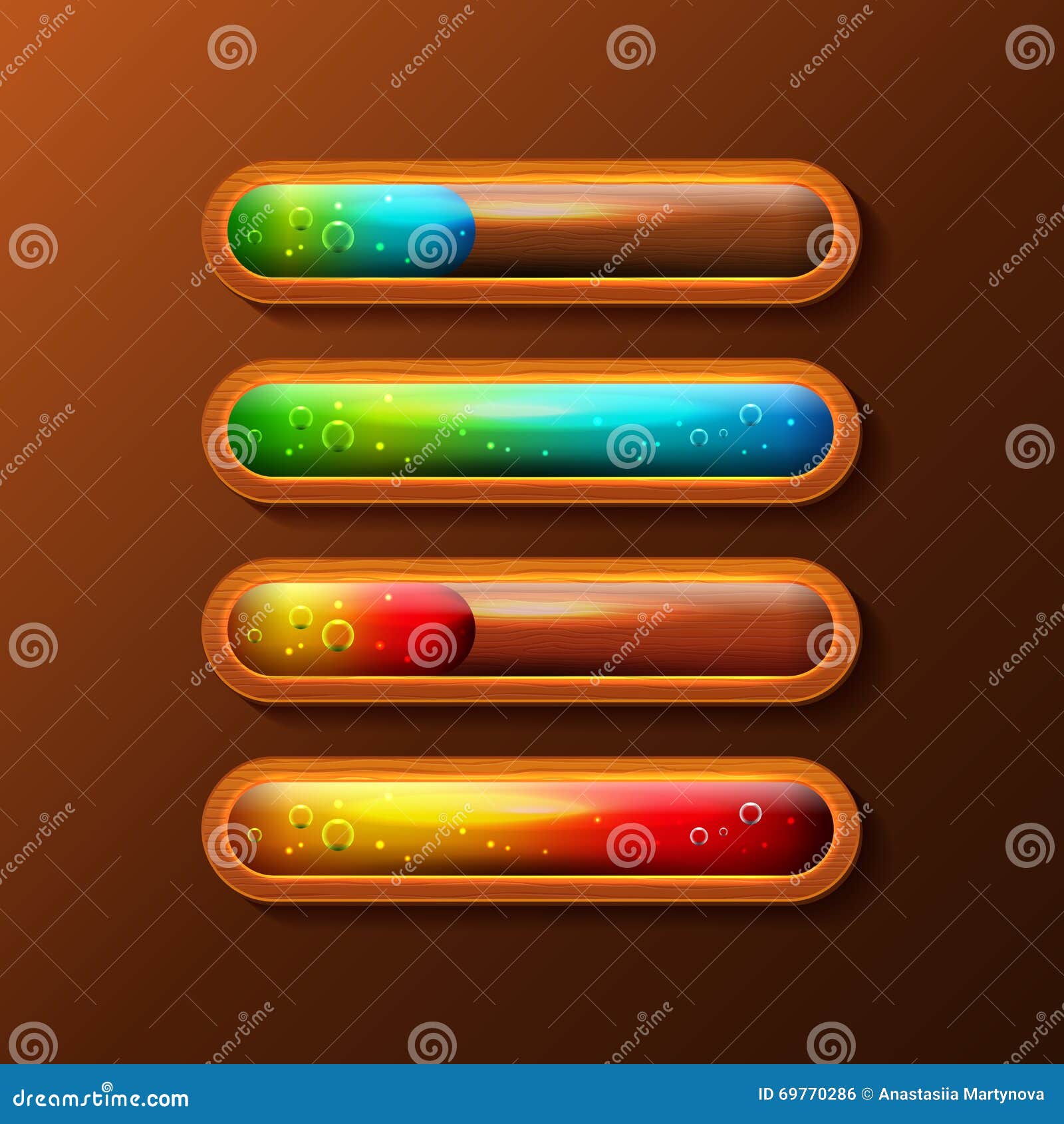 Set of Progress Bars with Liquid Filling Stock Illustration ...