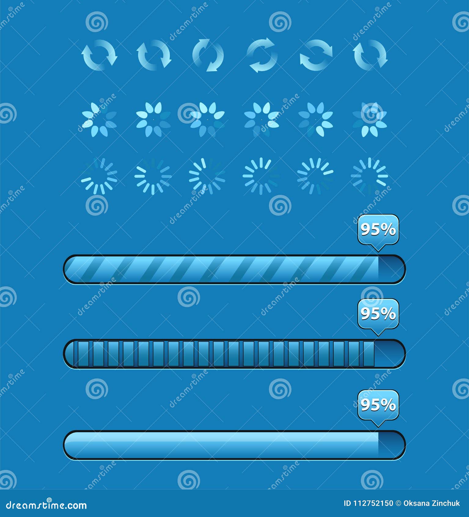 Set of Progress Bars with Percentages Stock Vector - Illustration of ...