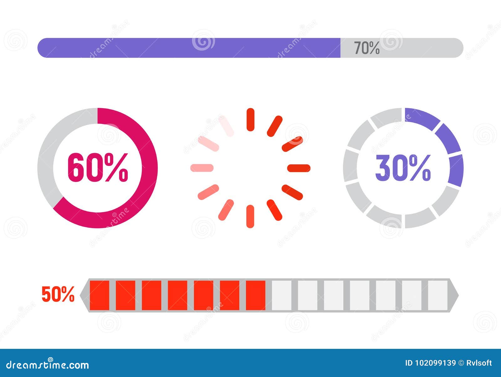 Set of Progress Bars, Flat Design Stock Vector - Illustration of game ...