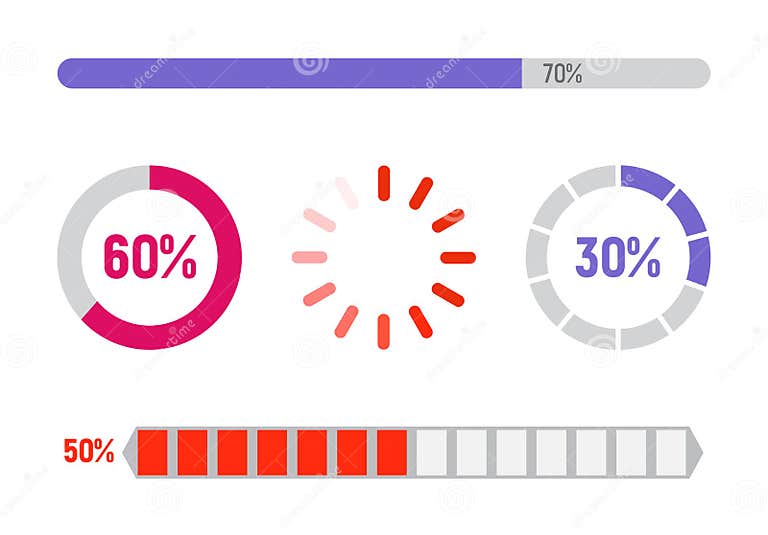 Set of Progress Bars, Flat Design Stock Vector - Illustration of game ...