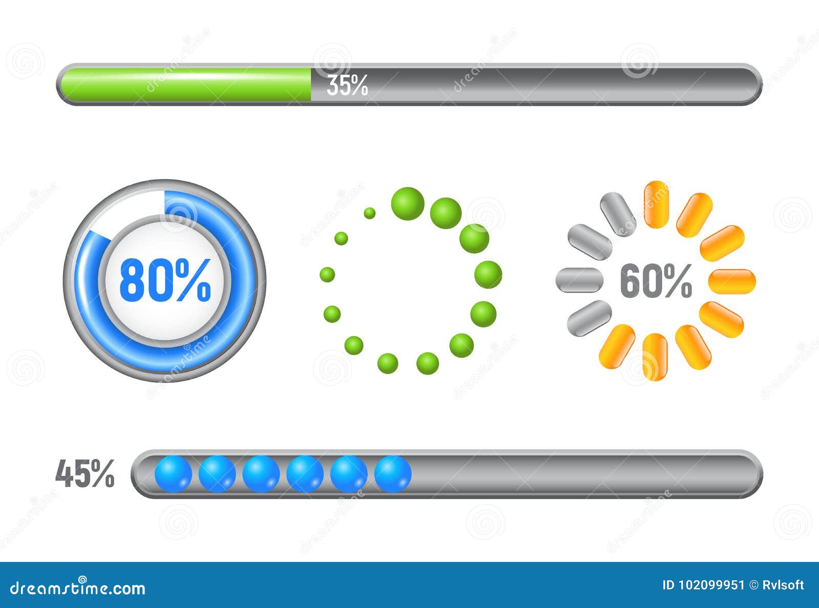 Set of Progress Bars, Volume Design Stock Vector - Illustration of ...