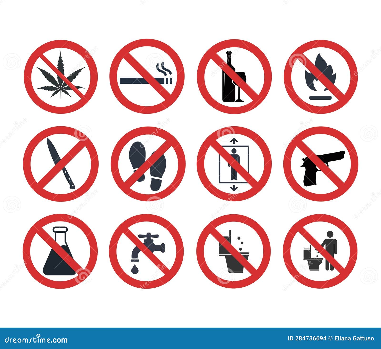Set of 12 Prohibited Symbols. Vector Illustration. Stock Vector ...