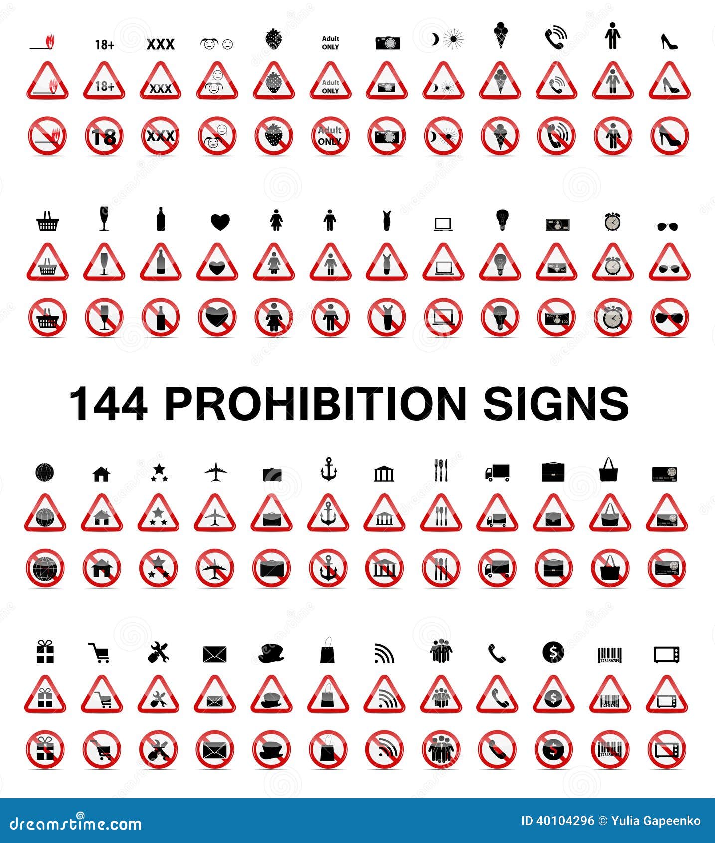 Set of Prohibition Signs. Vector Illustration Stock Vector ...