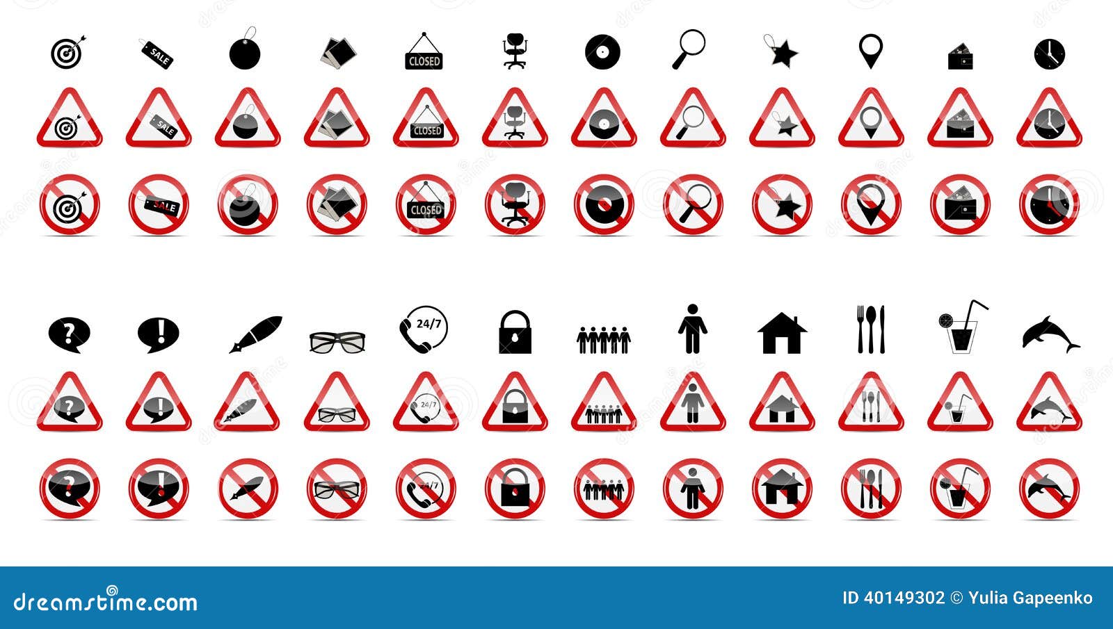 Set of Prohibition Signs. Vector Illustration Stock Vector ...