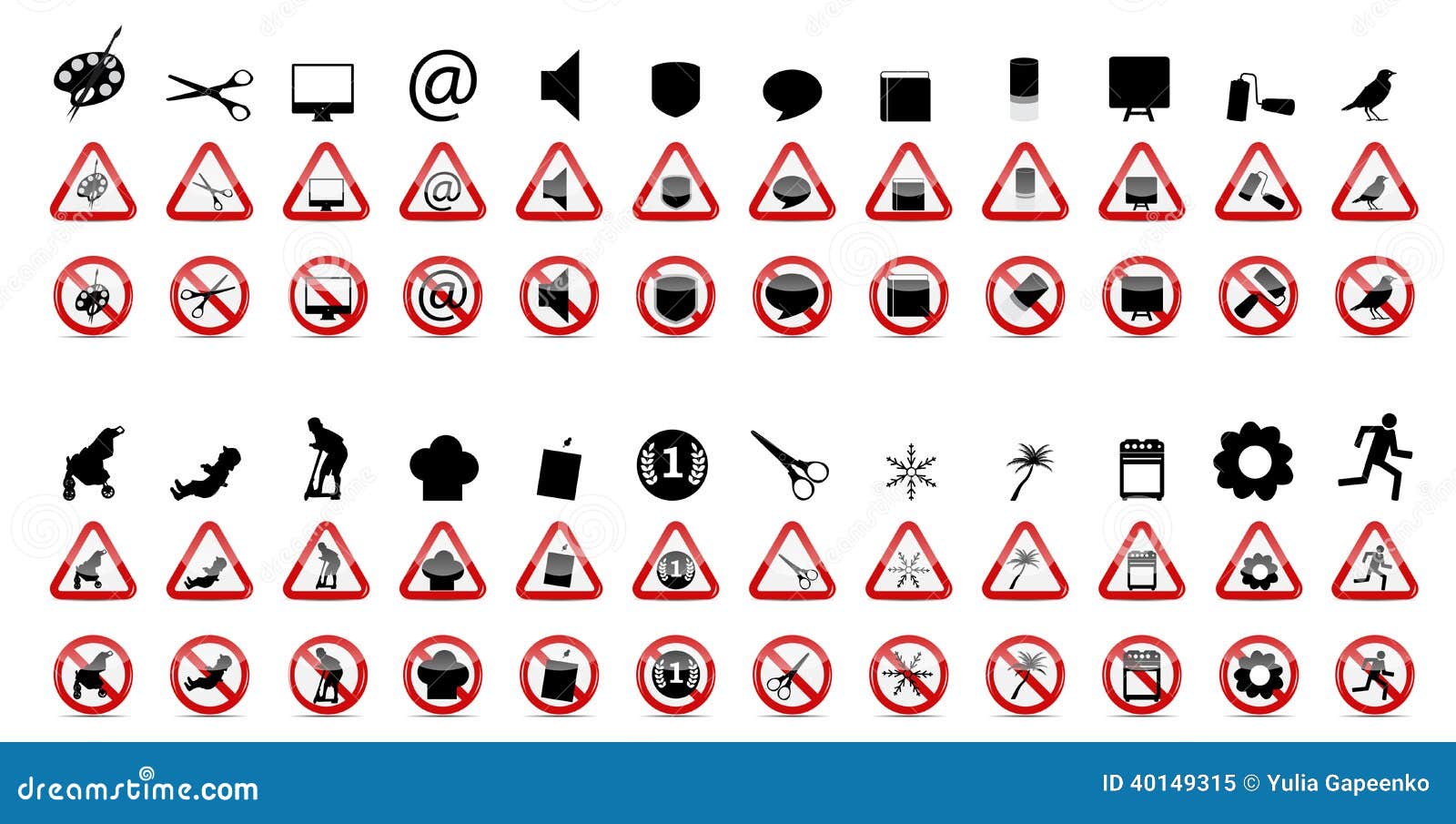 Set of Prohibition Signs. Vector Illustration Stock Vector ...