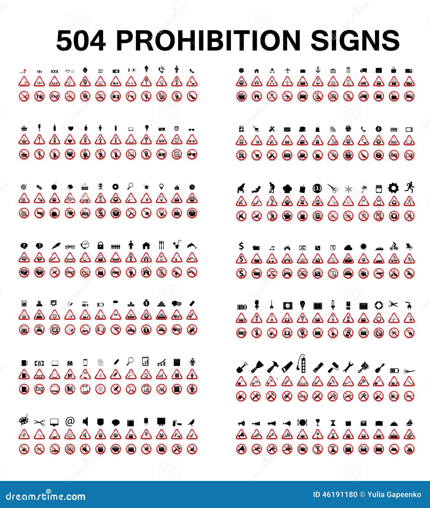 Set of Prohibition Signs. Vector Illustration Stock Vector ...