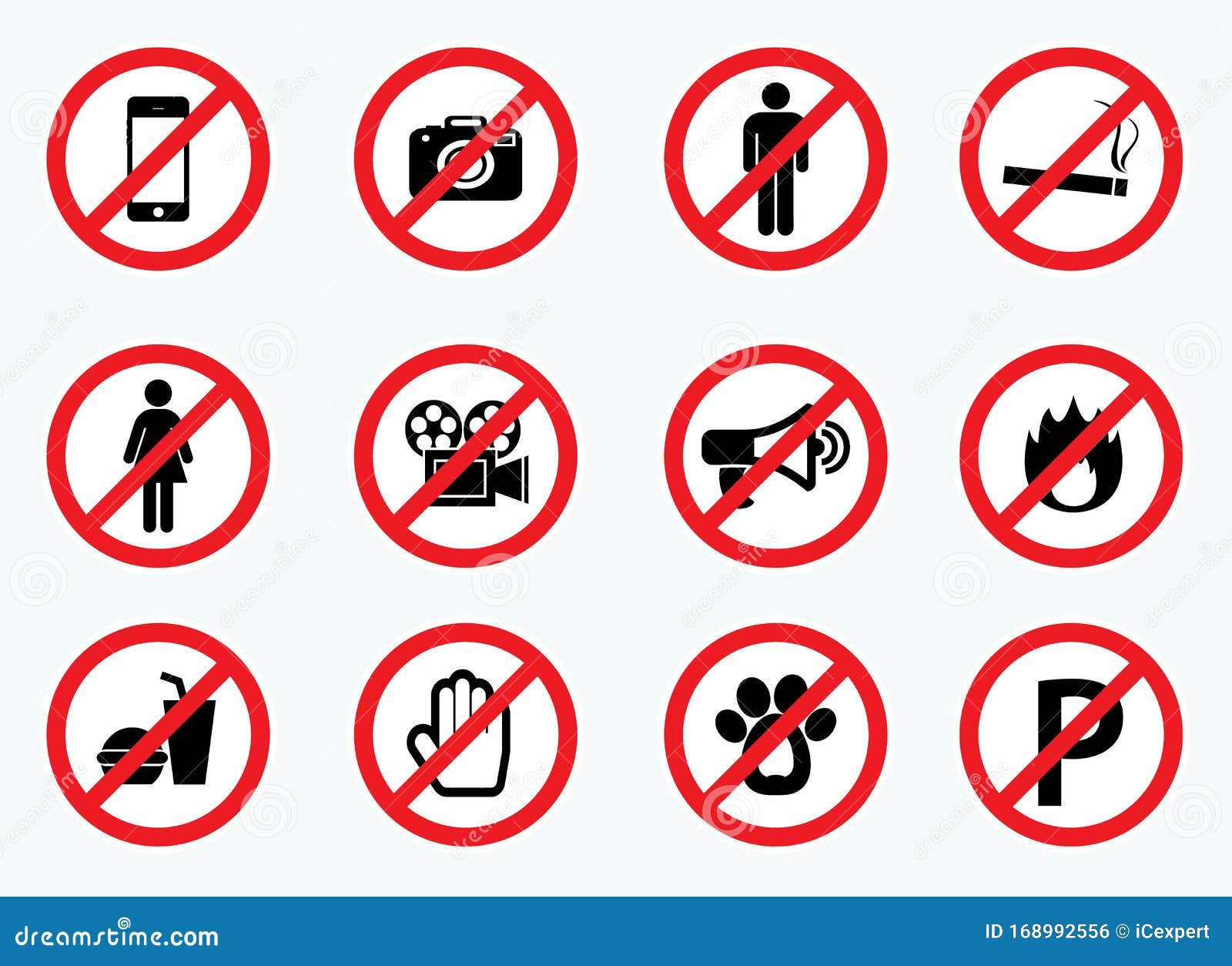 Set of Prohibition Vector Signs Stock Vector - Illustration of prohibit ...