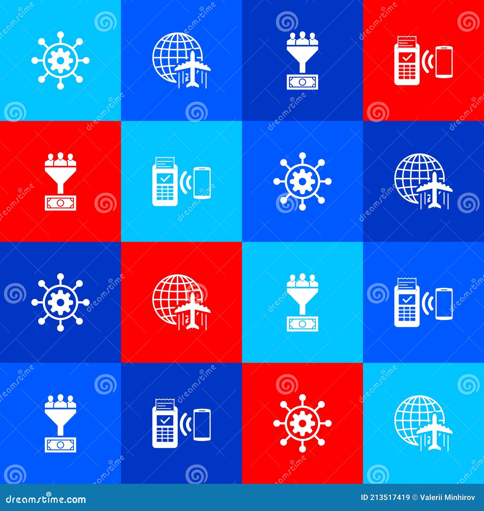 Set Project Management, Globe with Flying Plane, Lead and POS Terminal ...