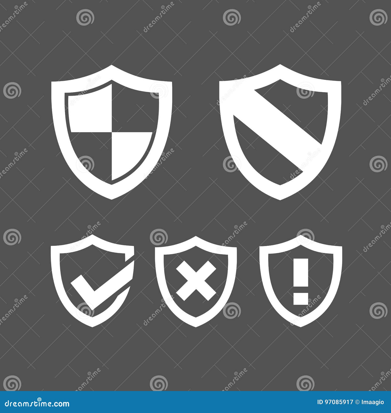 Set of Protection Shield Icons Stock Vector - Illustration of blue ...