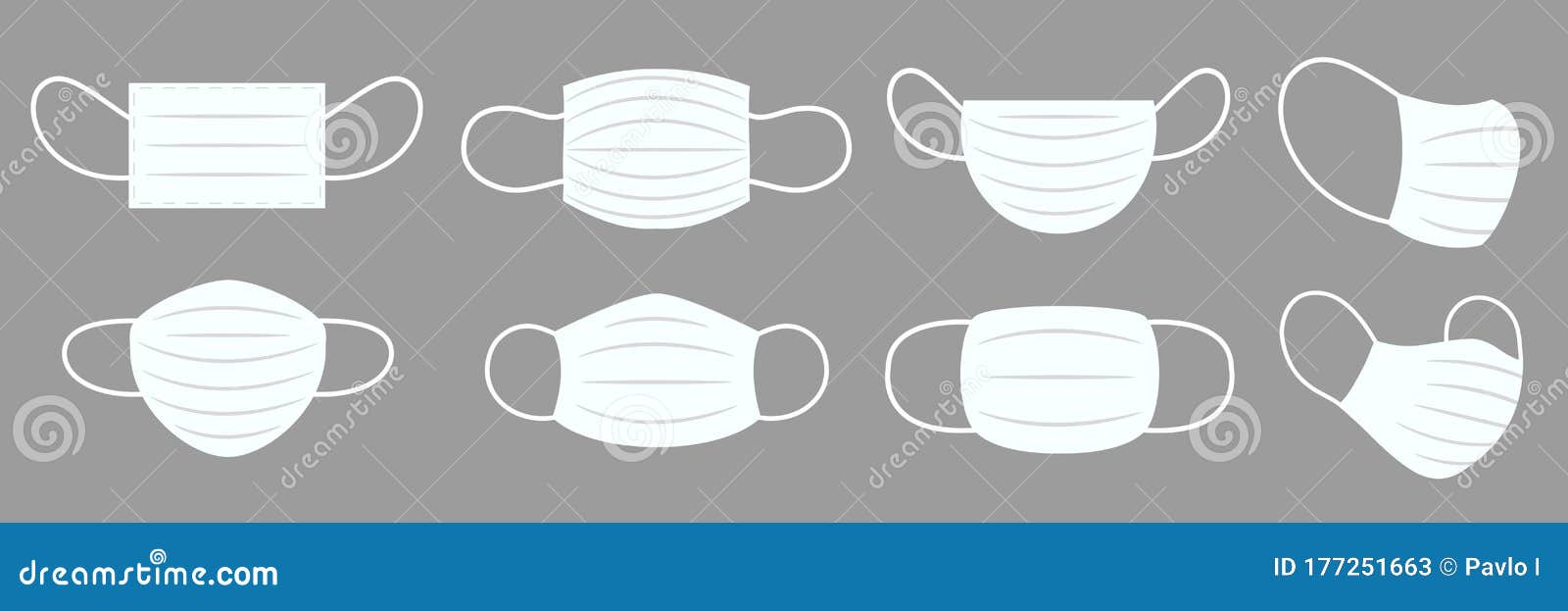 Set of Protective Individual Face Masks Icons - Vector Stock ...