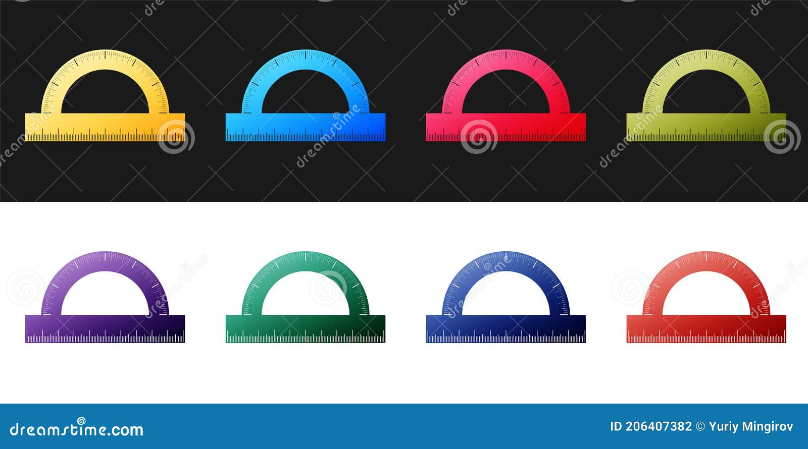 Set Protractor Grid for Measuring Degrees Icon Isolated on Black and ...