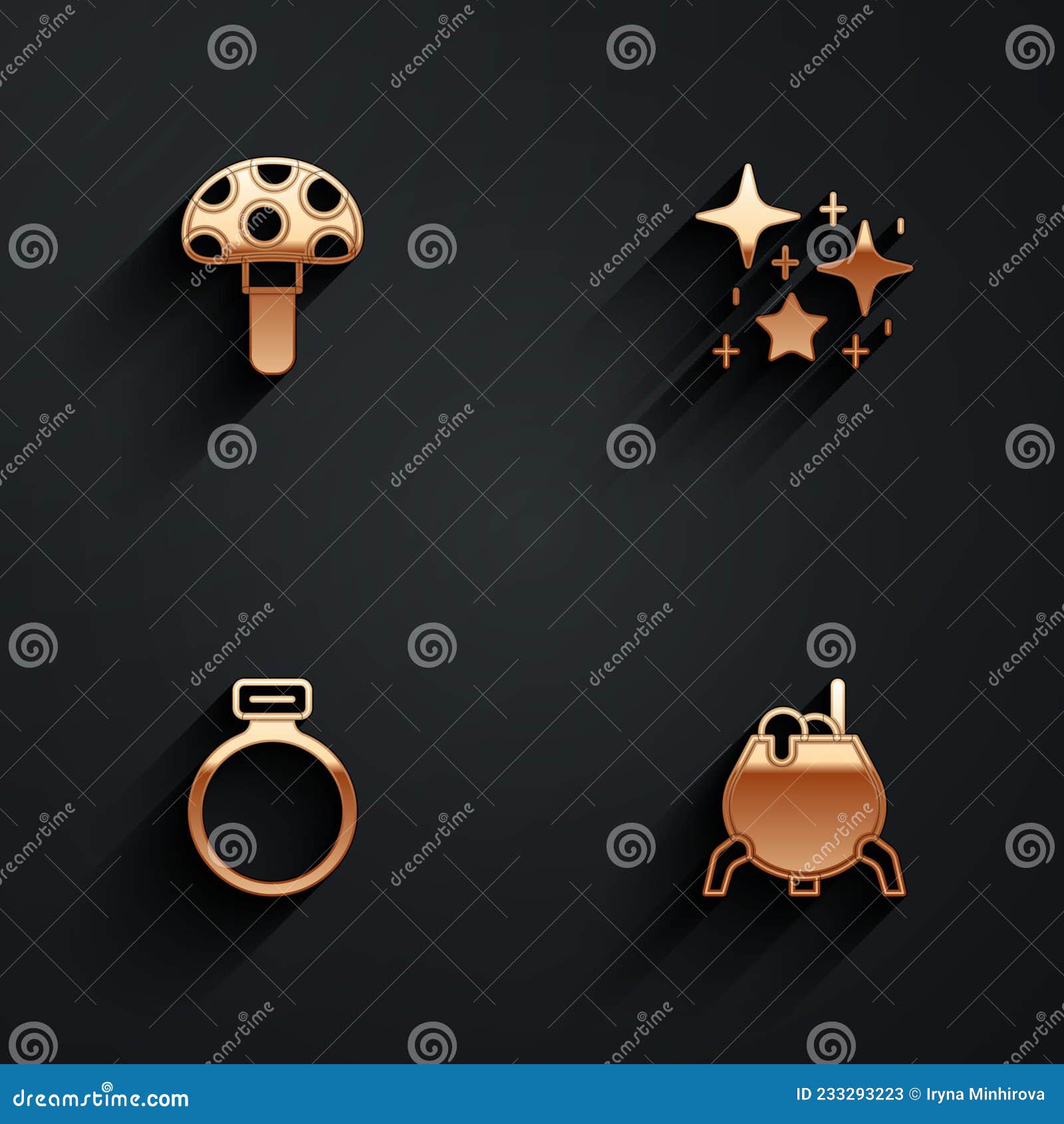 Set Psilocybin Mushroom, Magical Glitter Particles, Stone Ring and ...