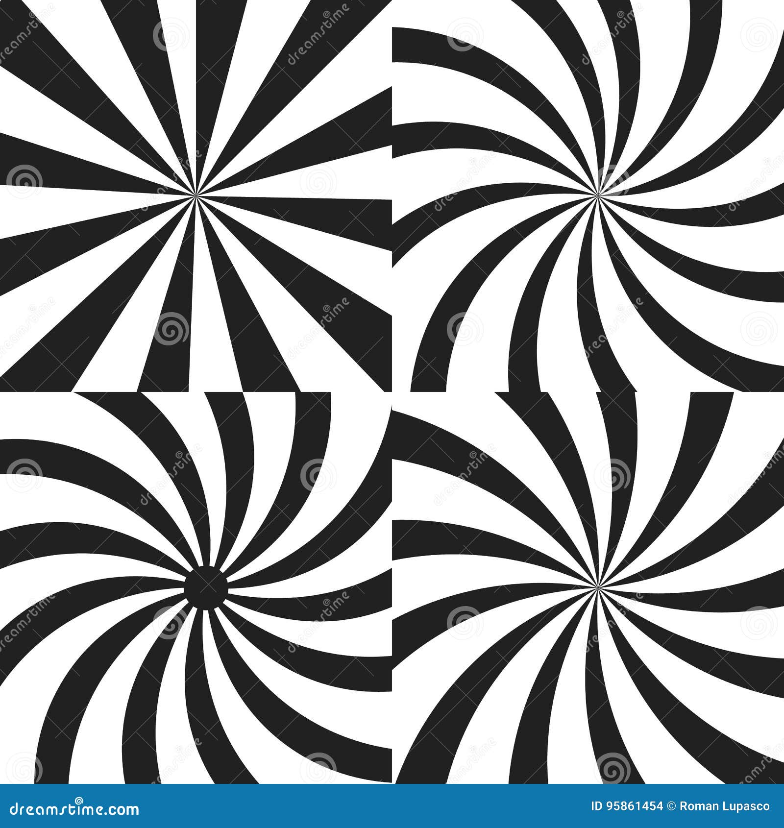 Set of Psychedelic Spiral with Radial Rays Stock Vector - Illustration ...
