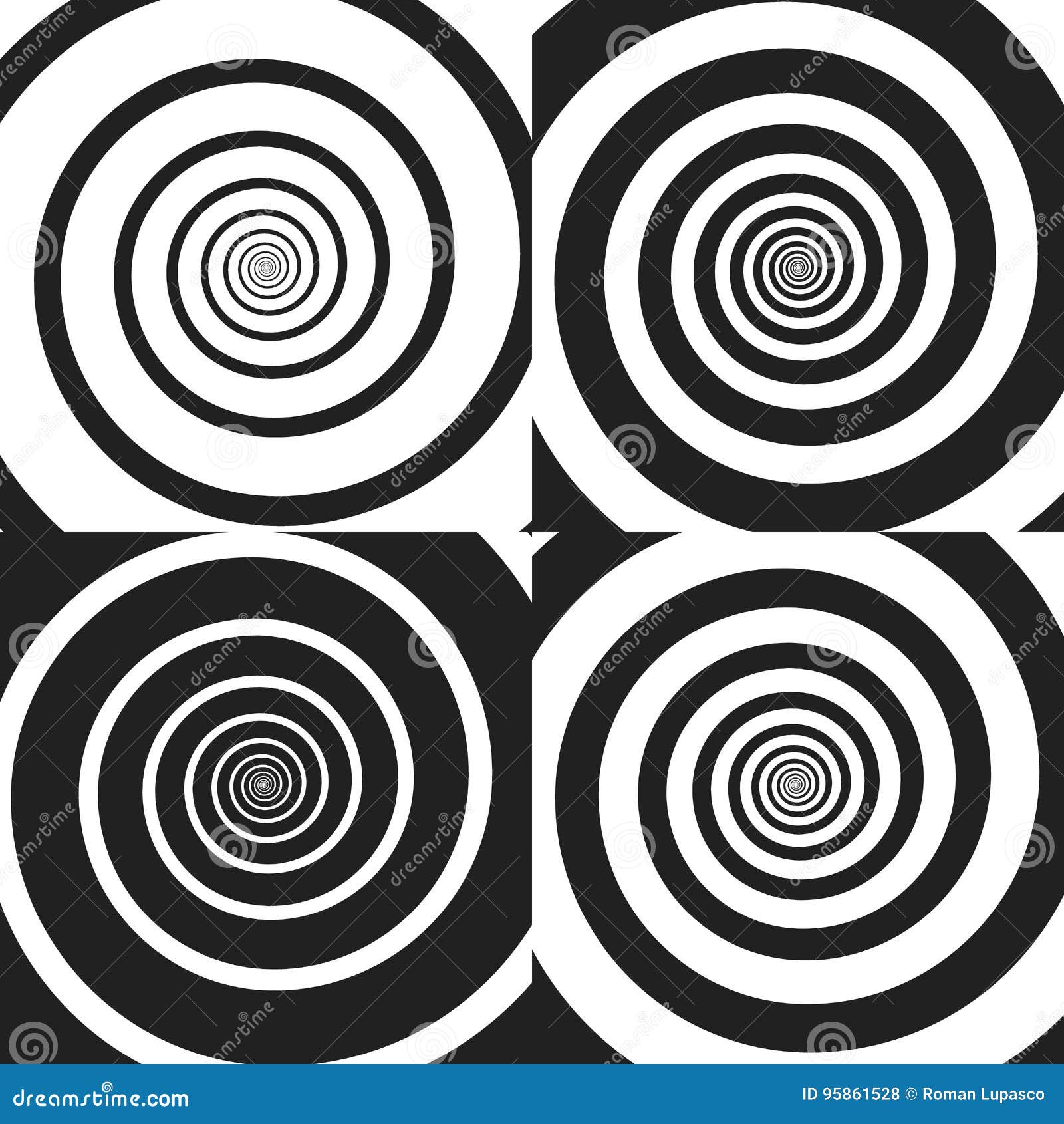 Set of Psychedelic Spiral with Radial Rays, Twirl, Twisted Comic Effect ...