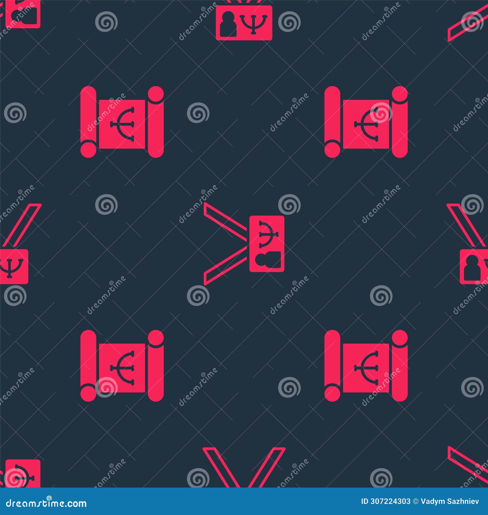 Set Psychology Book and on Seamless Pattern. Vector Stock Illustration ...
